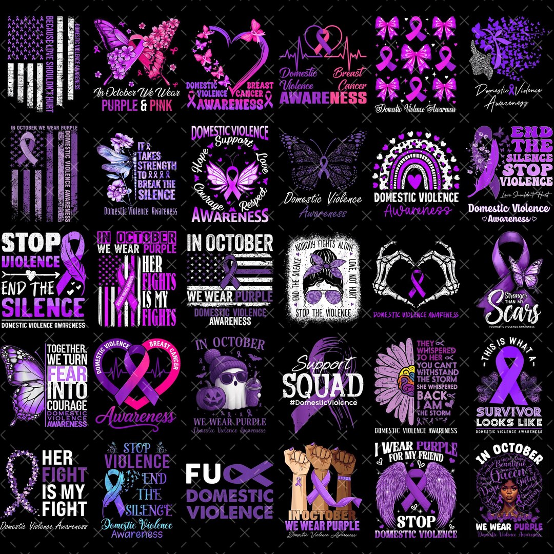 50+ Designs Domestic Violence Awareness PNG Bundle, Purple Ribbon Png ...
