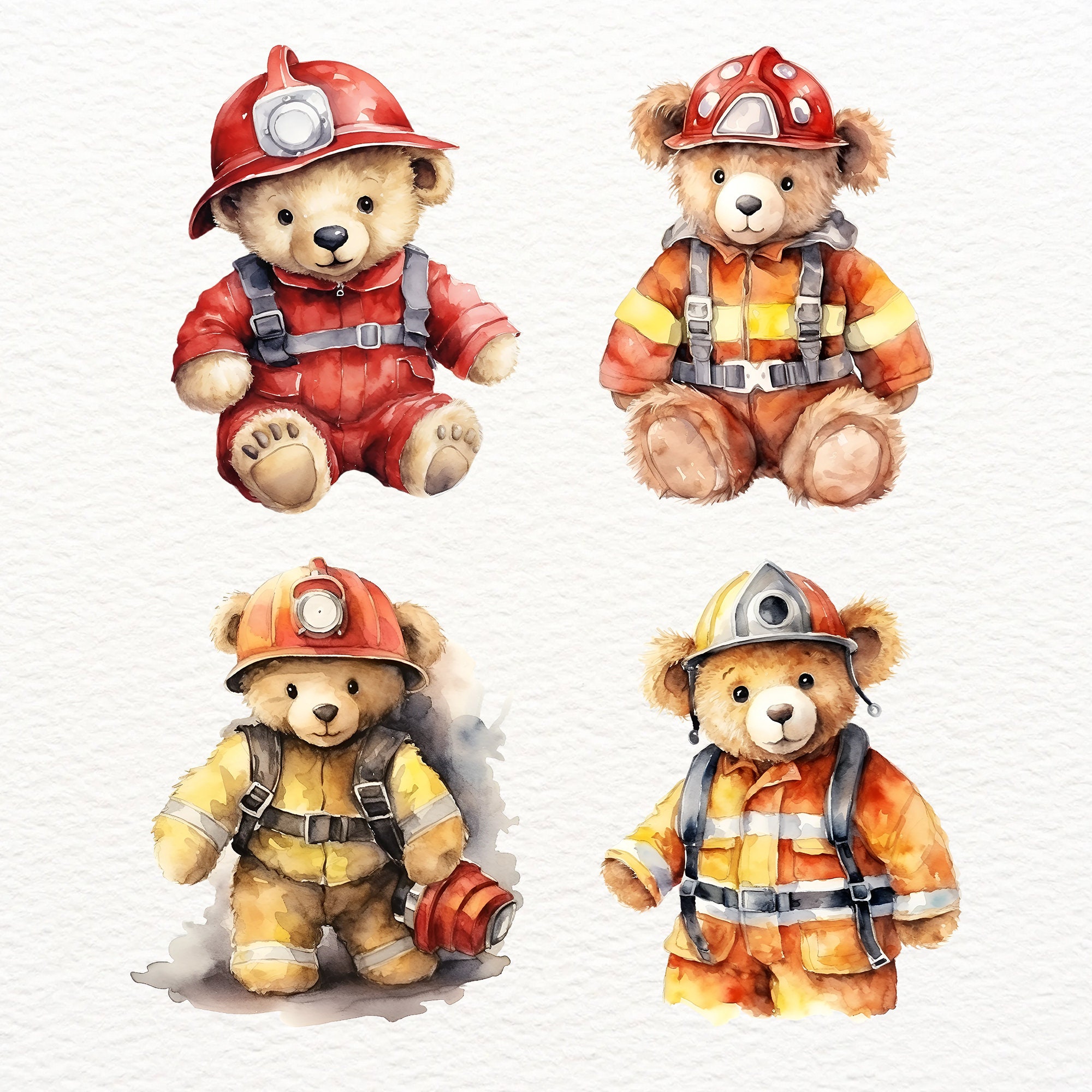 Fireman Teddy Bear Clipart, Firefighter Teddy Bear, Gifts for Boys ...