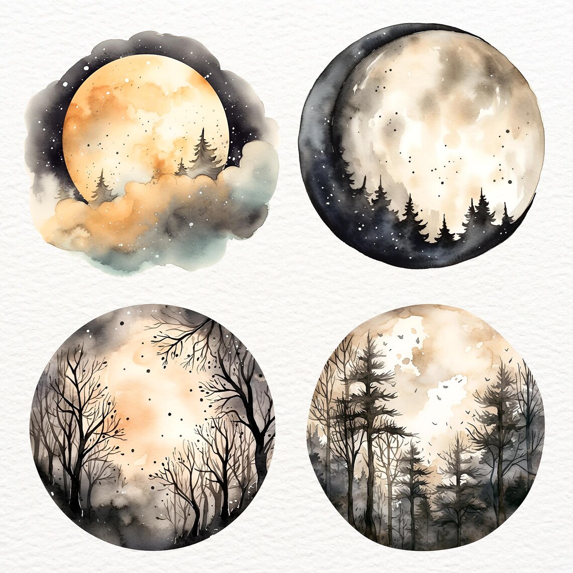 Halloween Moon Clipart: Horror PNG Images (commercial Use) - Etsy
