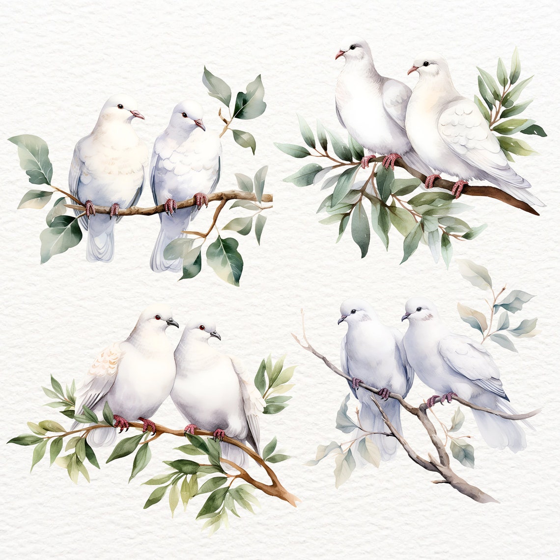 White Dove Clipart, Bird Clip Art, Flying Doves, Watercolor Dove ...