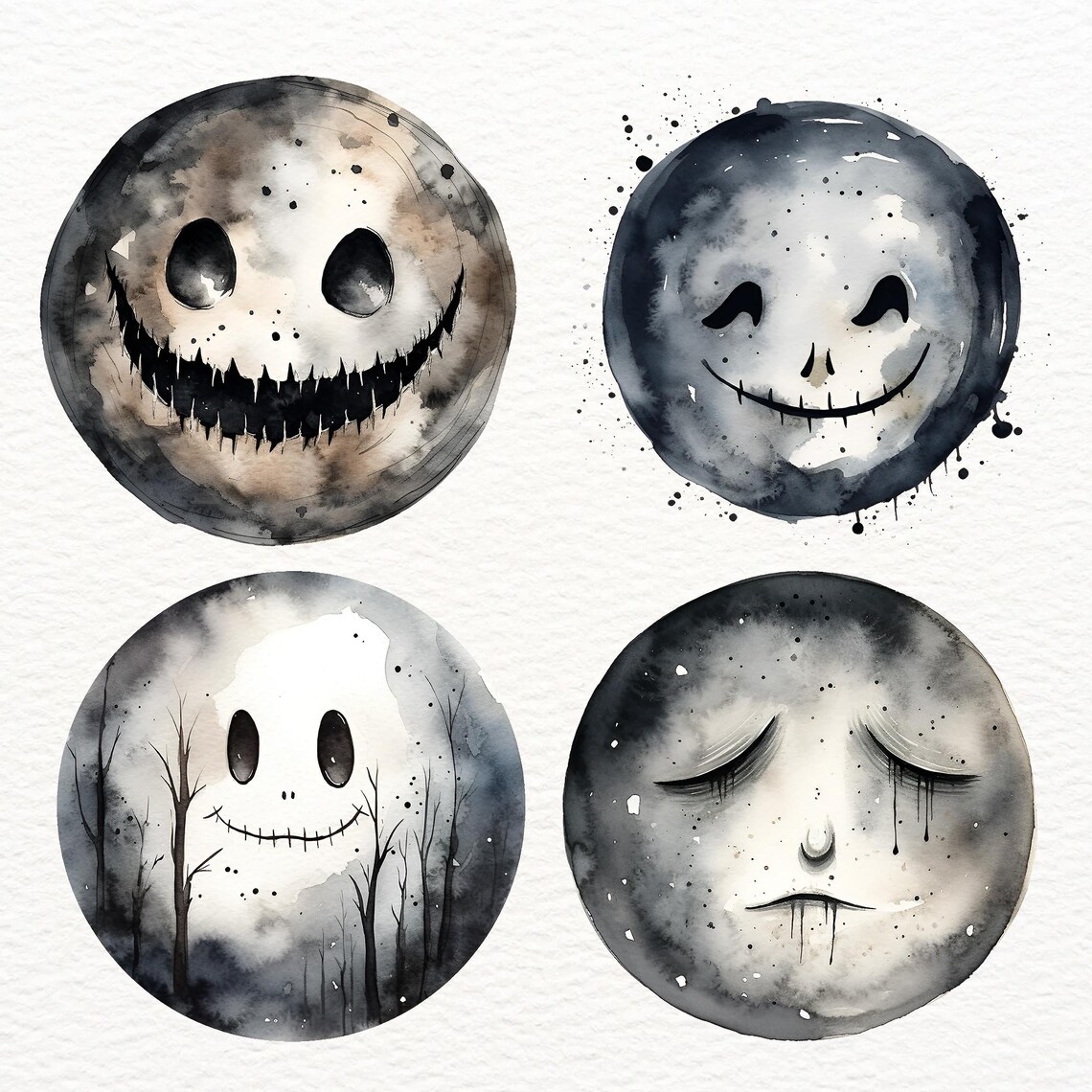 Halloween Moon Clipart: Horror PNG Images (commercial Use) - Etsy