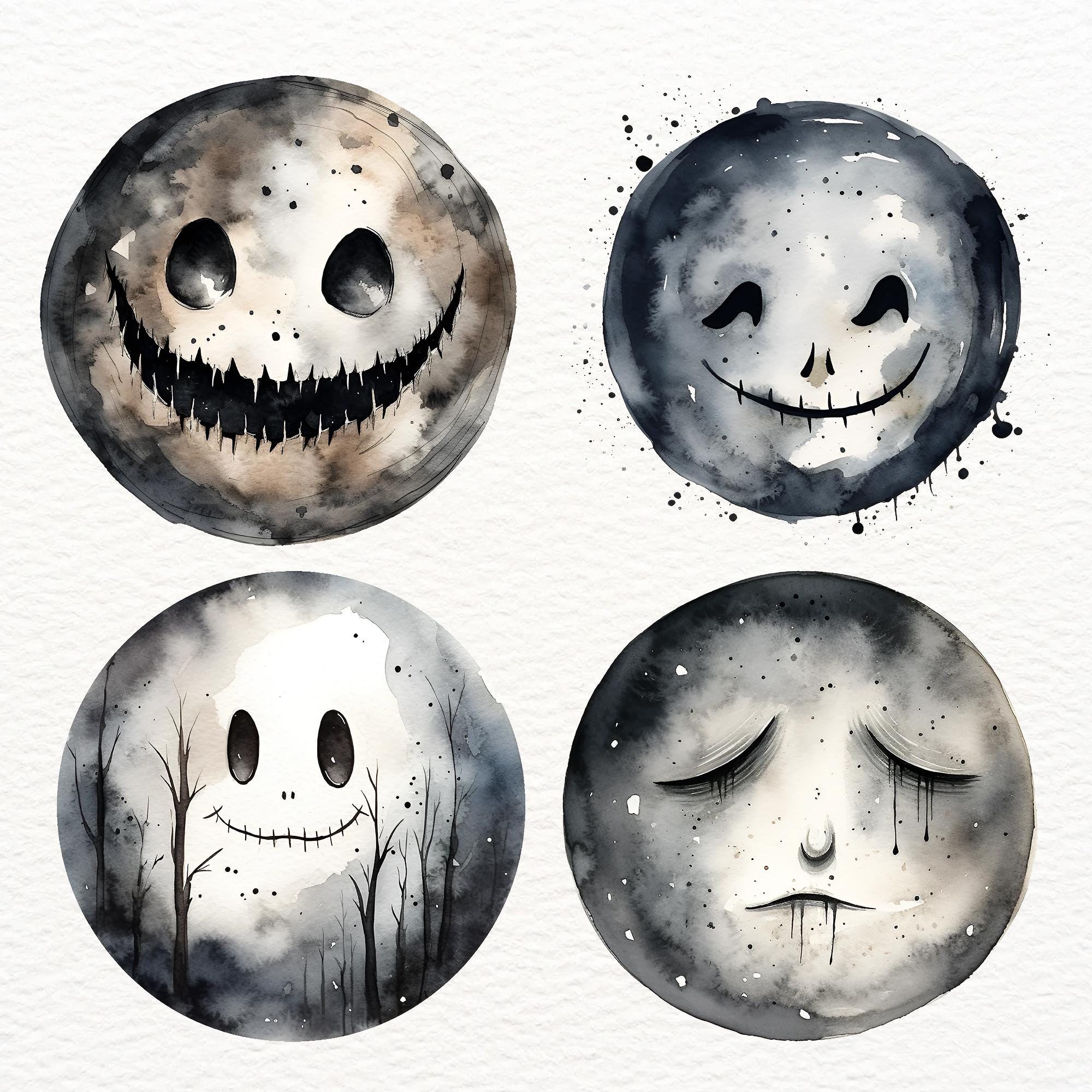 Halloween Moon Clipart: Horror PNG Images (commercial Use) - Etsy