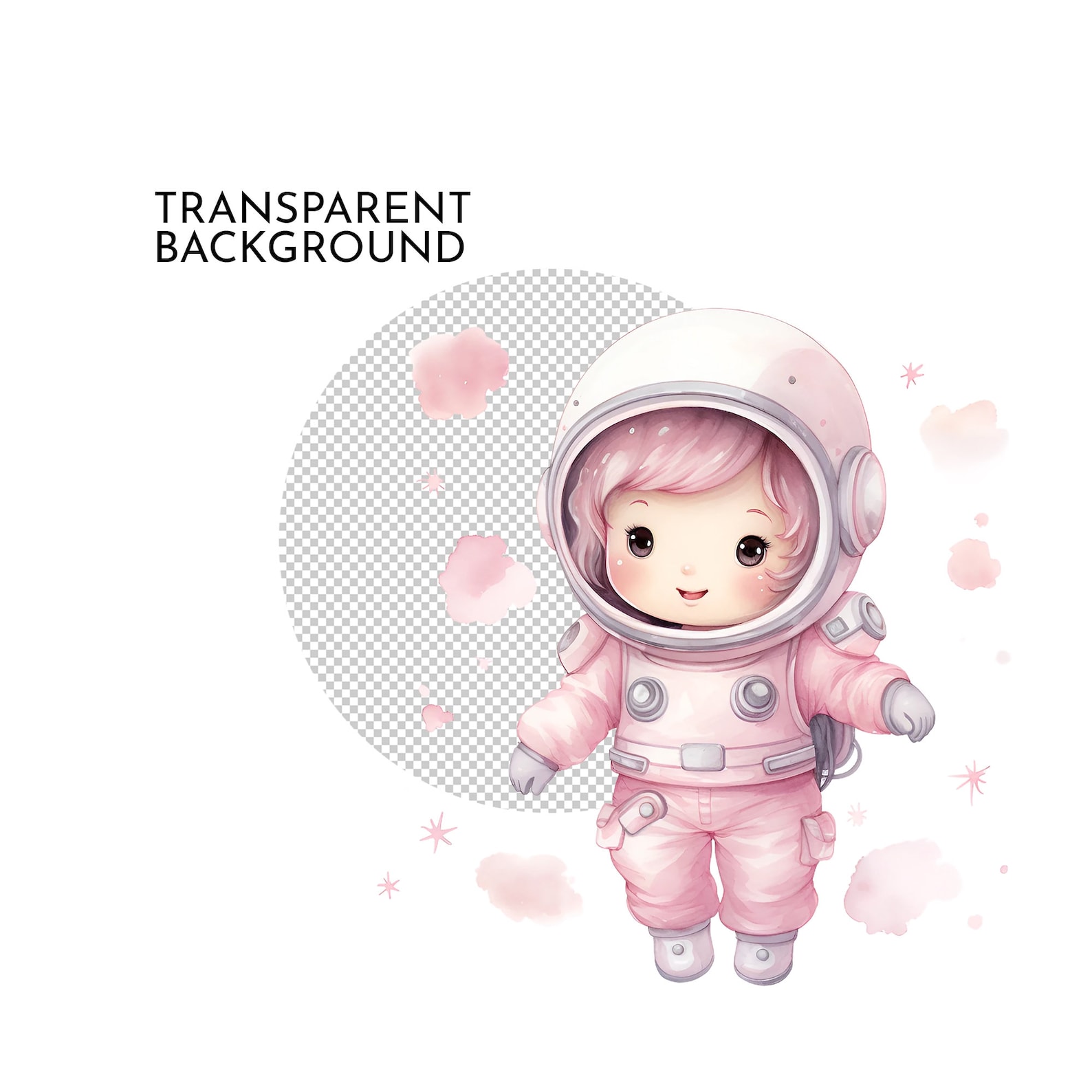 Cute Pink Astronaut Clipart, Spaceman Girl and Boy, Spaceman Celestial ...