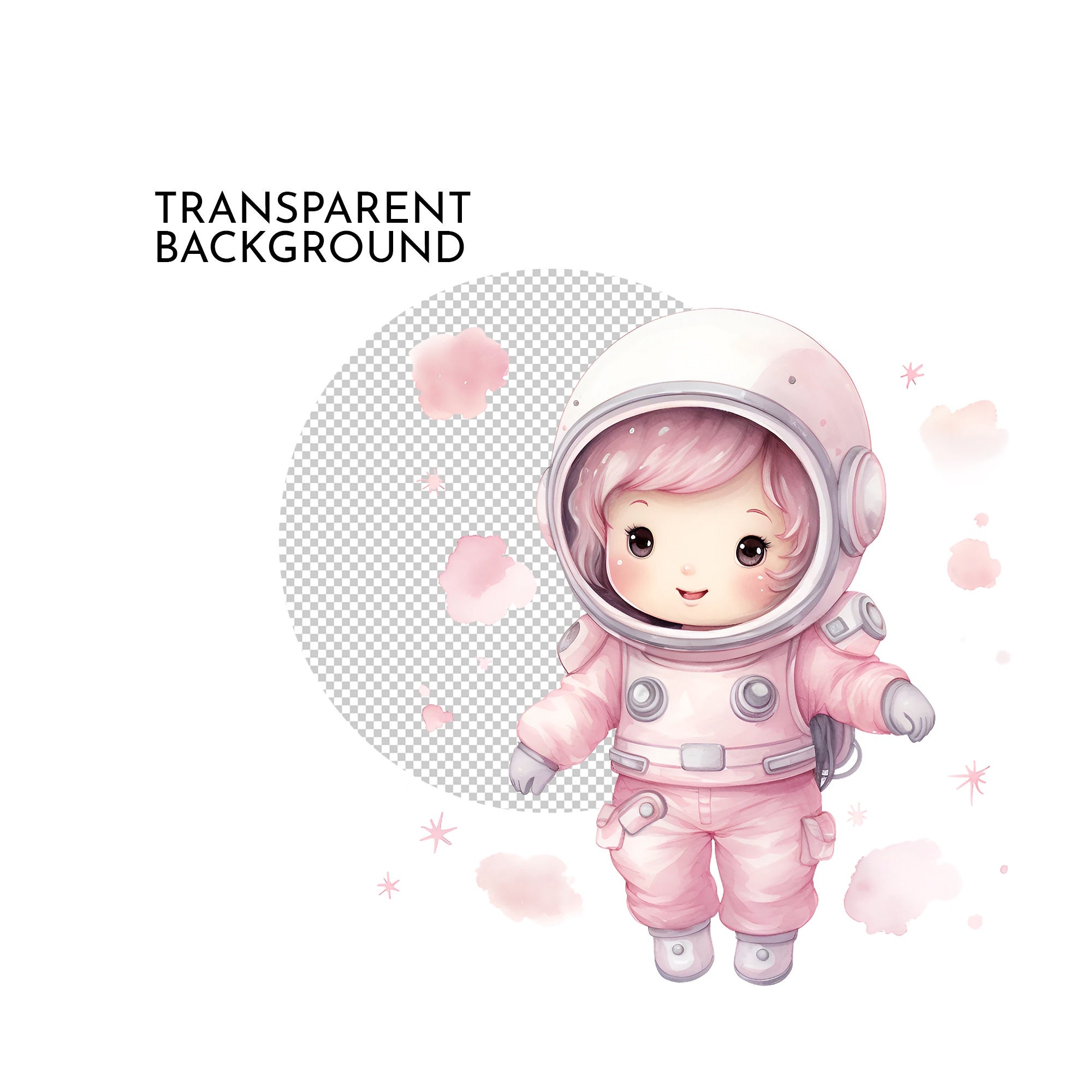 Cute Pink Astronaut Clipart, Spaceman Girl and Boy, Spaceman Celestial ...