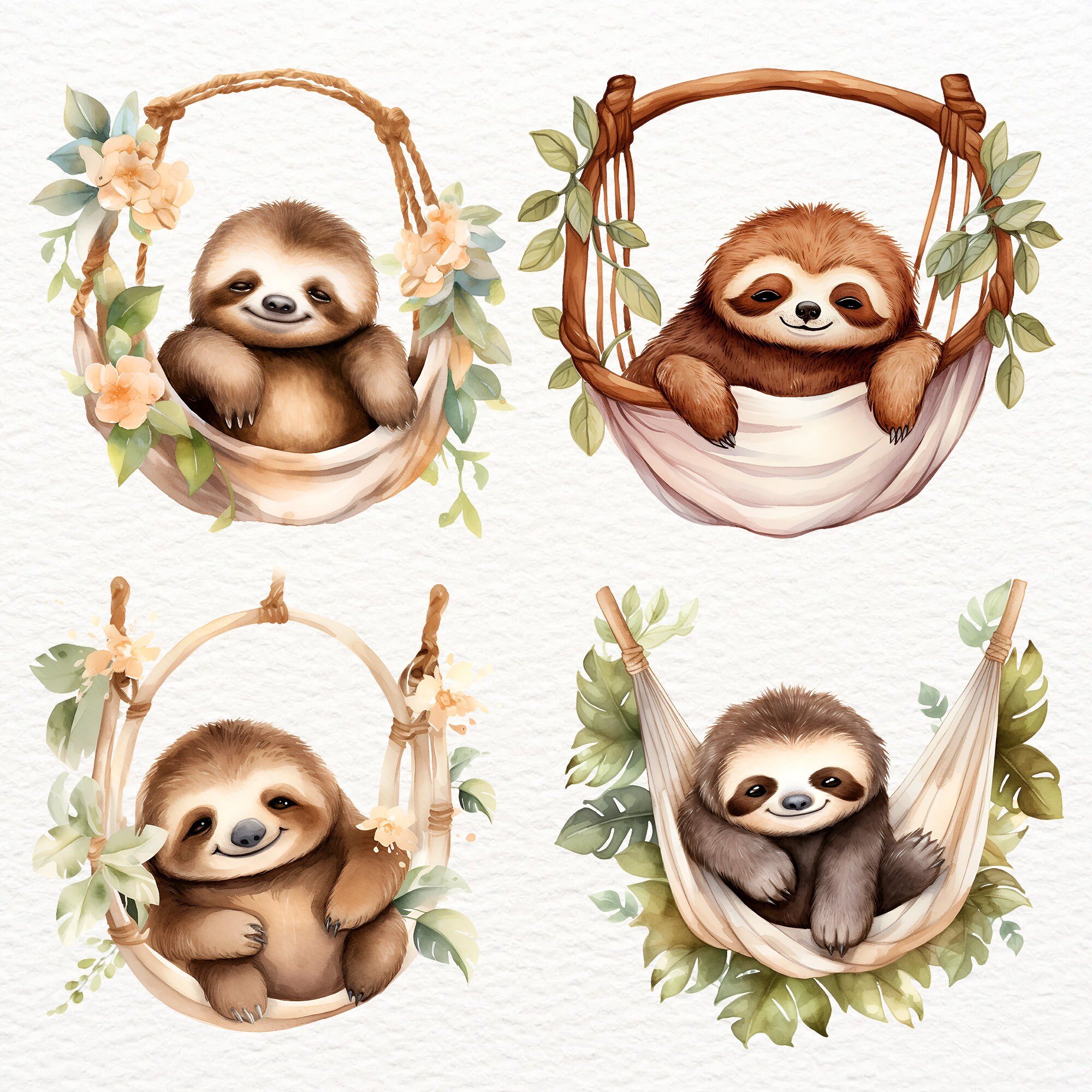 Cute Adorable Sloth Clipart, Jungle Animals, Baby Animals Clipart, Baby ...