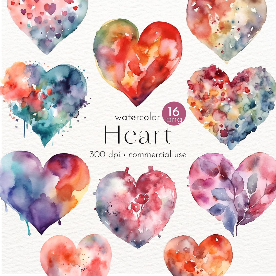 Heart Clipart, Watercolor Heart Images, Red Valentines Day Clipart ...