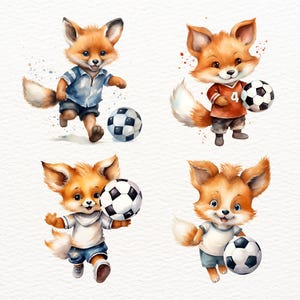 Fox Soccer Clipart: 19 Watercolor Football PNG Images (commercial Use ...