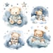 Watercolor Sleeping Teddy Bear Clipart, Sleeping Teddy Bears, Baby ...