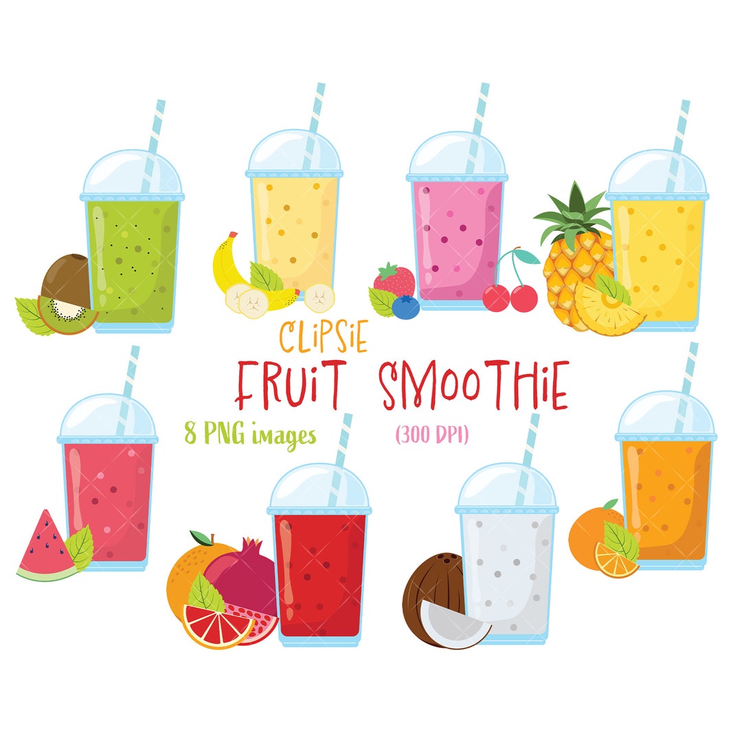 Fruit Smoothie, Clip Art Set of Pineapple, Watermelon, Kiwi, Lemon ...