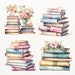 Pastel Cottage Shabby Chic Books Clipart, Book Lover Clipart, Pink Boho ...