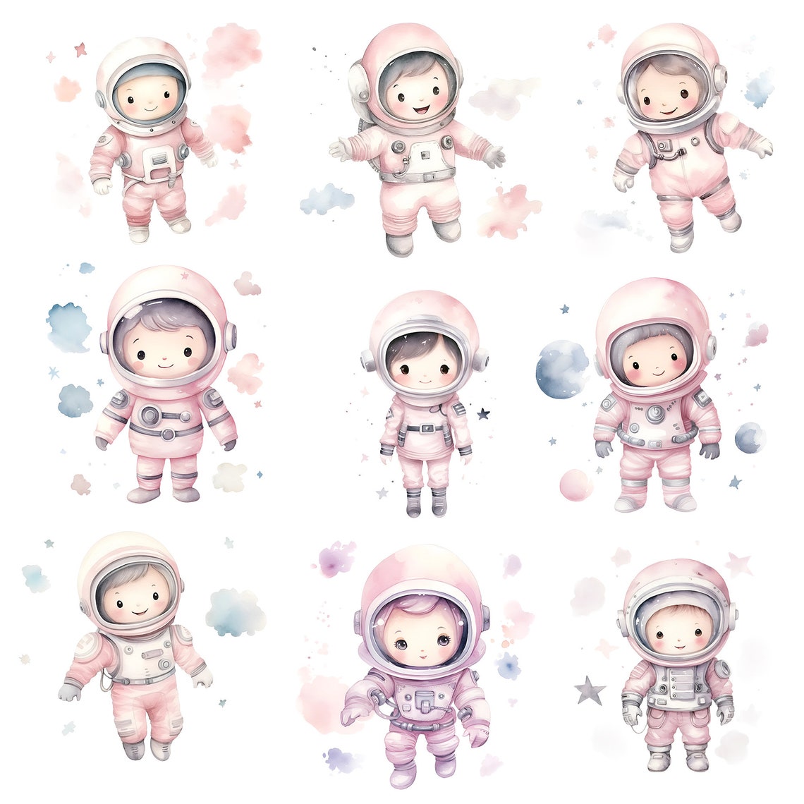 Pink Astronaut Clipart, Celestial Spaceman PNG (commercial Use) - Etsy