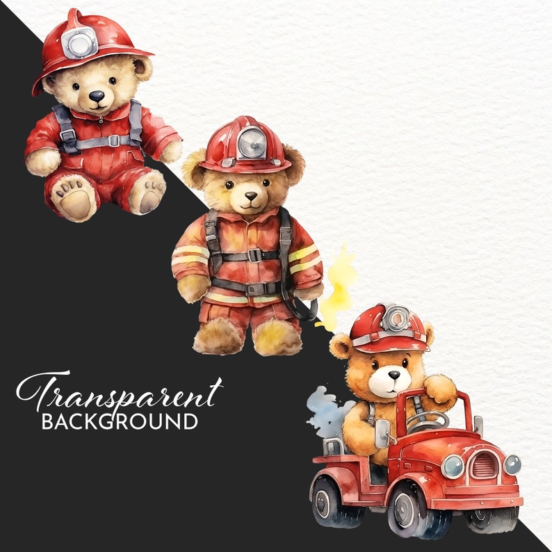 Fireman Teddy Bear Clipart, Firefighter Teddy Bear, Gifts for Boys ...