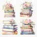 Pastel Cottage Shabby Chic Books Clipart, Book Lover Clipart, Pink Boho ...