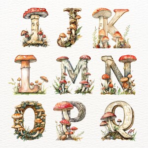 Mushroom Alphabet Clipart: Watercolor Letters (instant Download) - Etsy