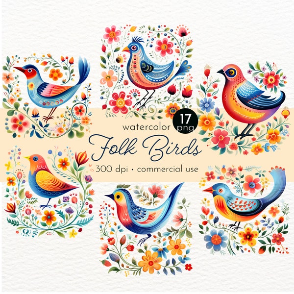 Bird Folk Art - Etsy