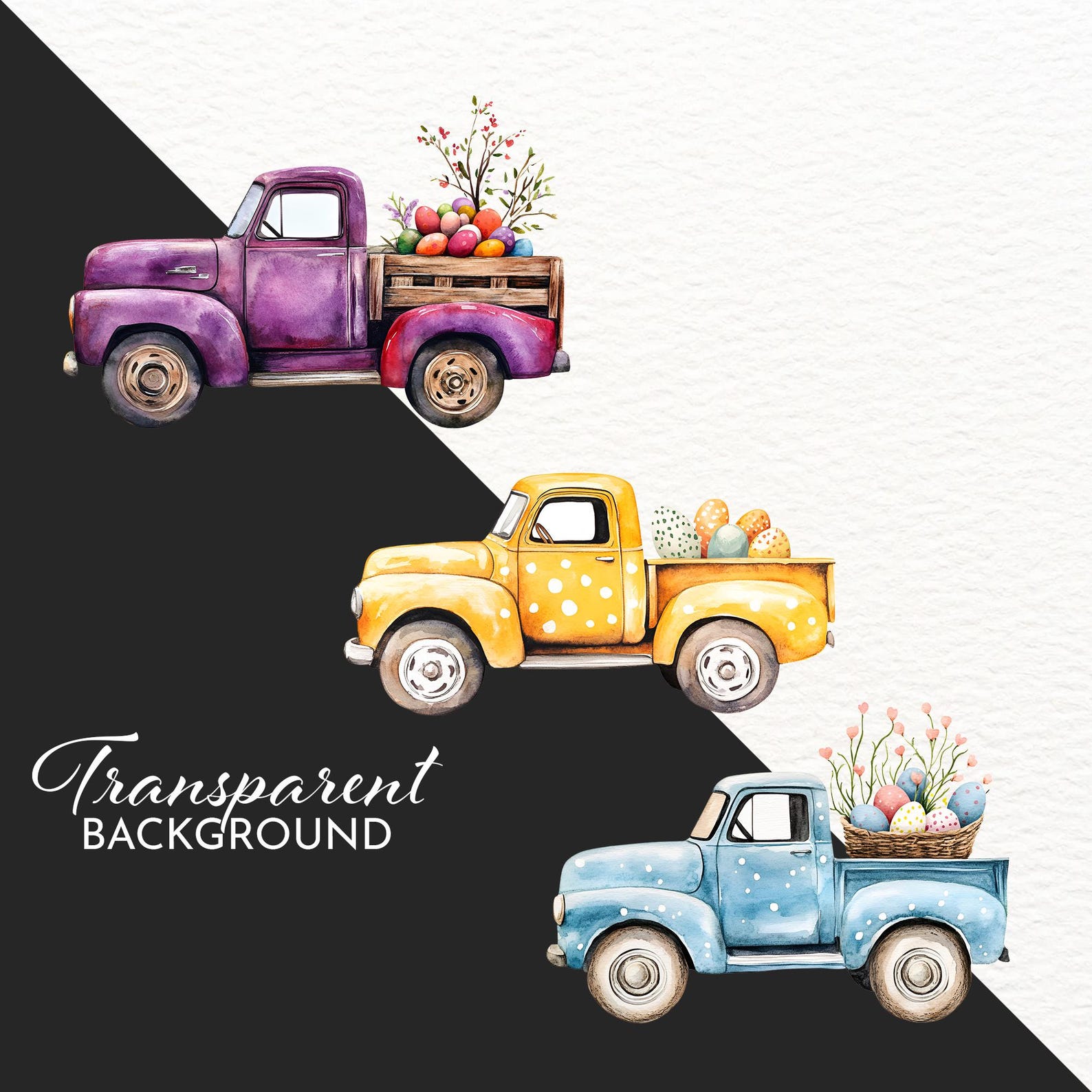Easter Truck Clipart: Vintage Farm Truck PNG Images (commercial Use) - Etsy
