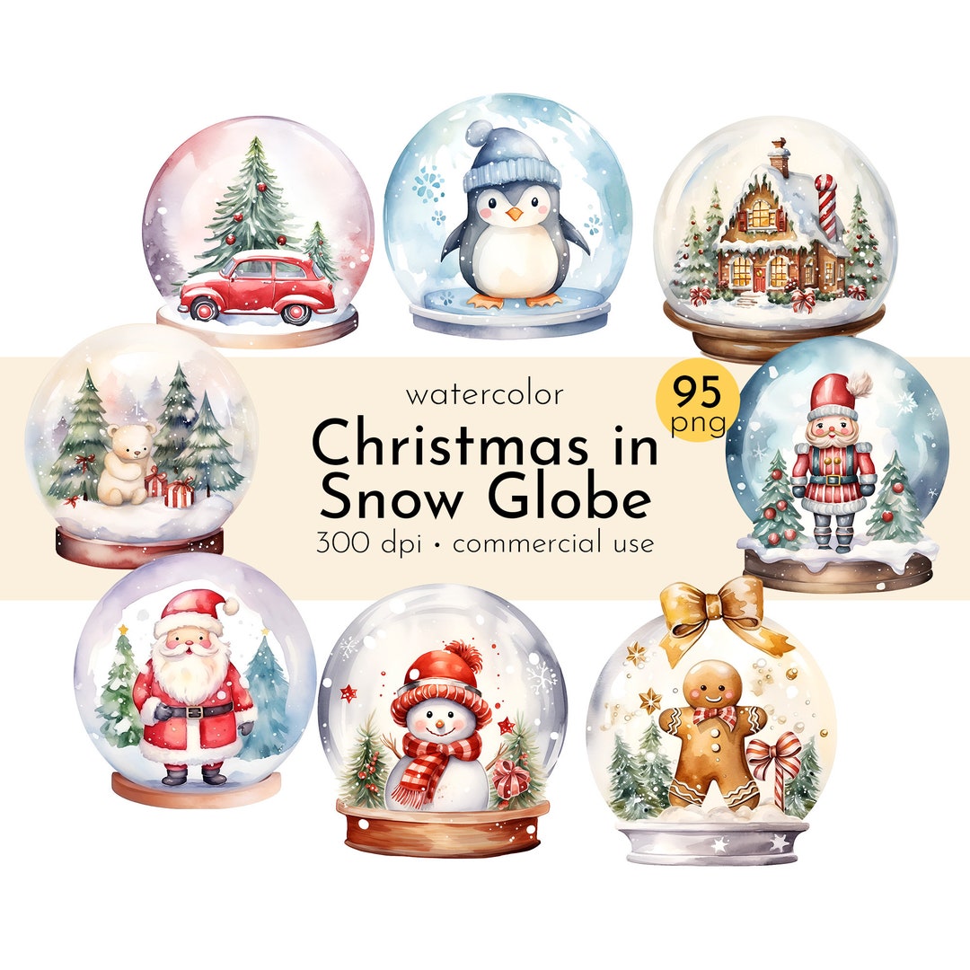 Christmas in Snow Globe Clip Art, Winter Clip Art, Holiday Clipart ...