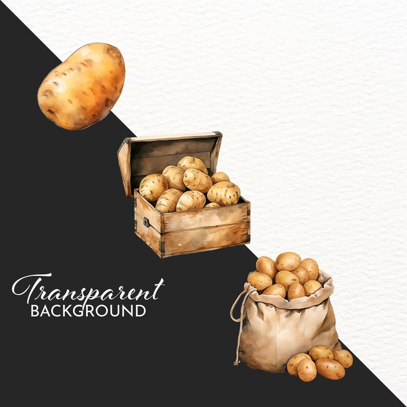 Watercolor Potato Clipart: PNG Vegetable Bundle (commercial Use) - Etsy