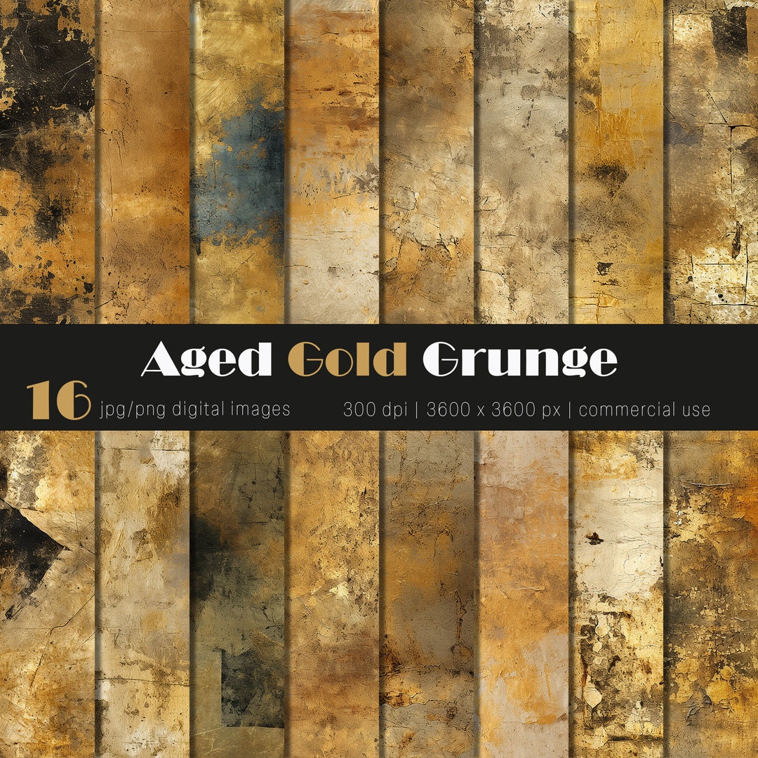 Aged Gold Grunge Digital Paper: Seamless Marble Backgrounds (PNG, JPG ...