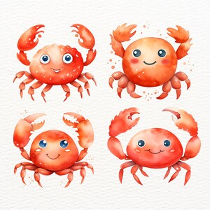 Cute Smiling Crab Clipart, Undersea Graphic, Sea Nursery, Underwater ...