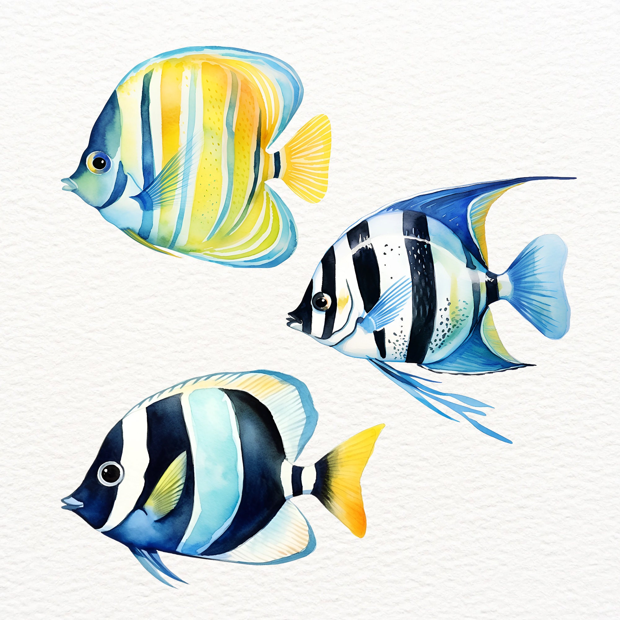 Exotic Fishes Clipart, Watercolor Fish Clipart, Baby Shower, Tropical ...
