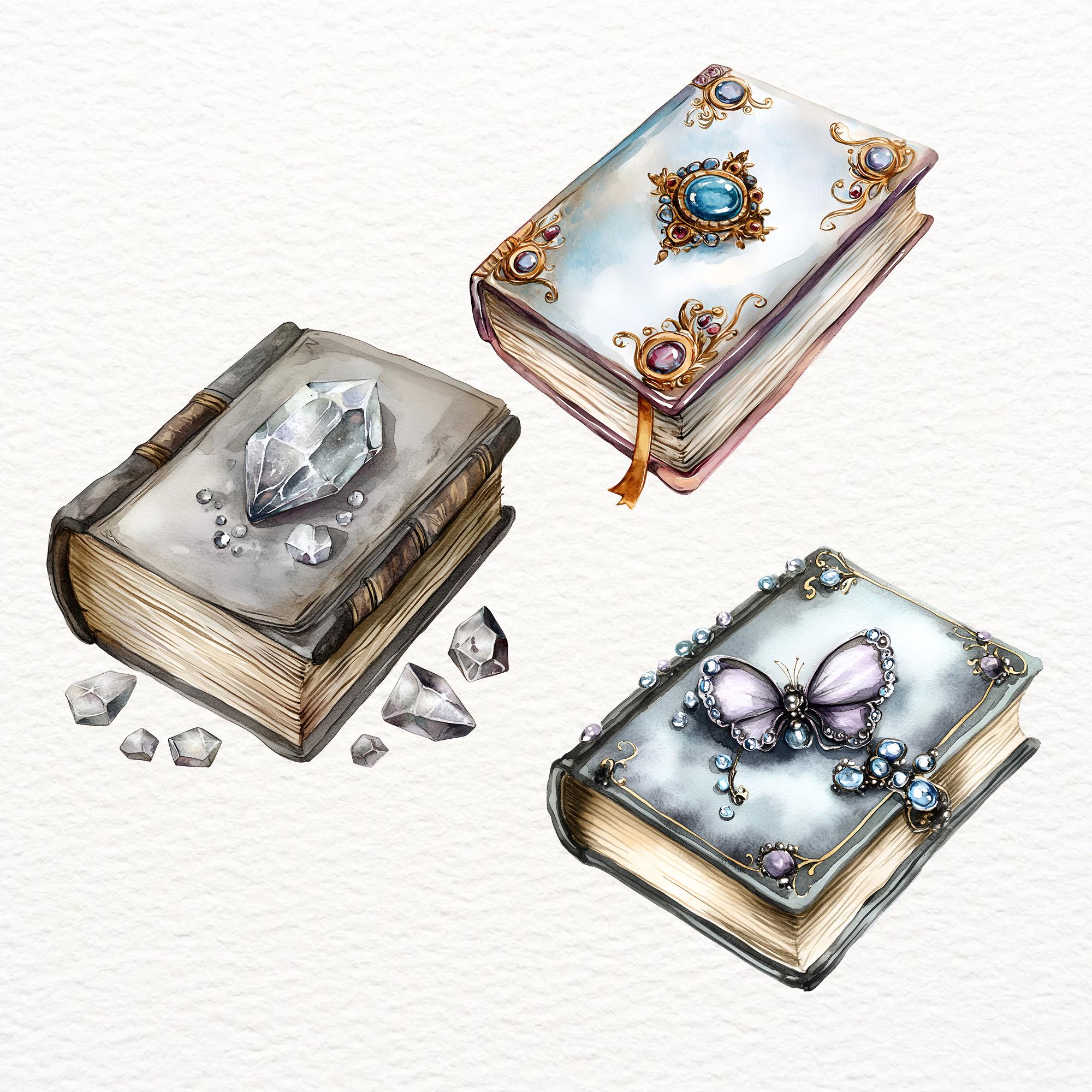 Jeweled Book Clipart: Vintage Bookstack Images (instant Download) - Etsy