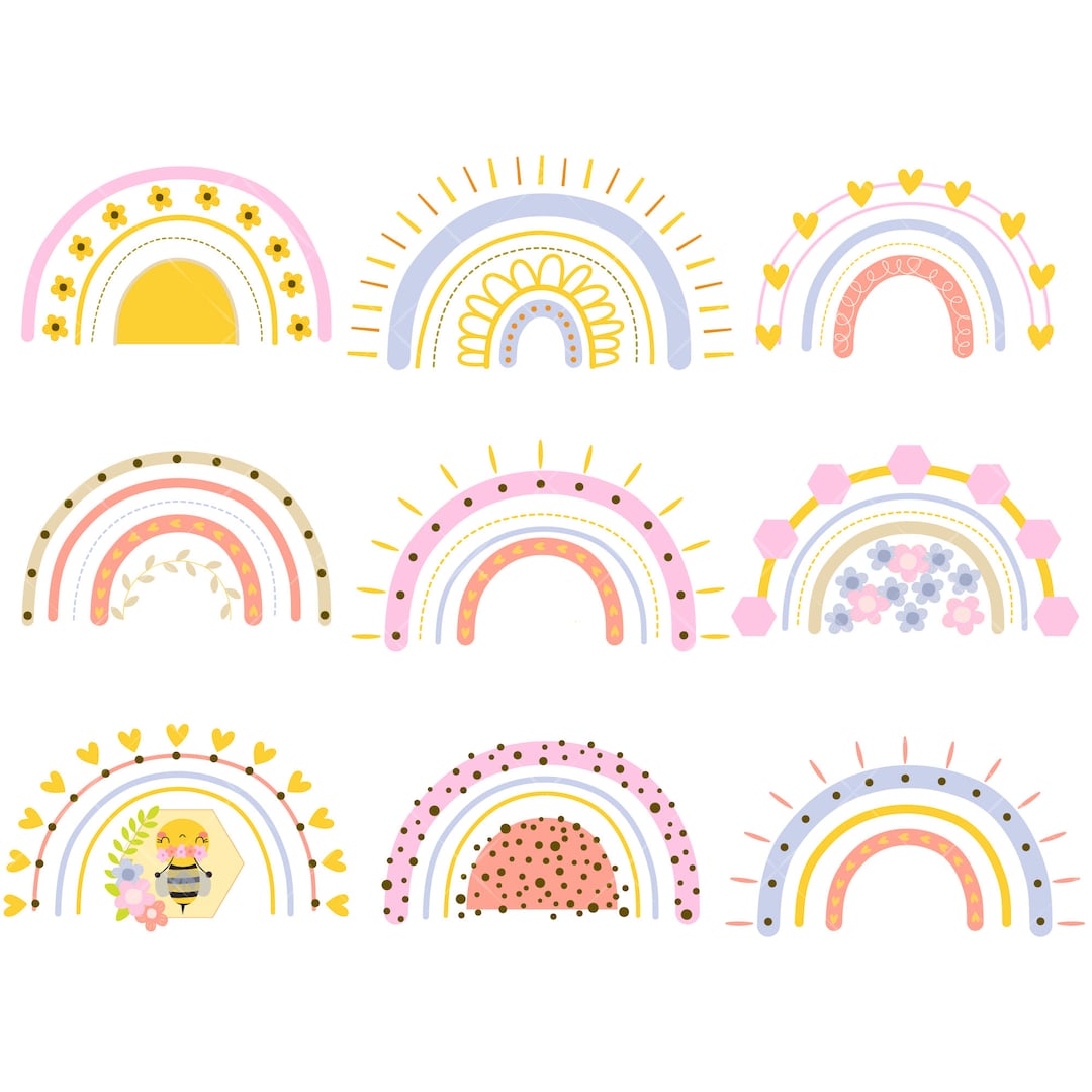 Boho Rainbow Clipart | Bee in the Rainbow | High Resolution 300dpi PNG ...