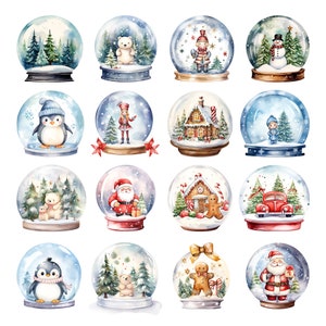 Christmas in Snow Globe Clip Art, Winter Clip Art, Holiday Clipart ...