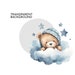 Watercolor Sleeping Teddy Bear Clipart, Sleeping Teddy Bears, Baby ...