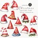 Watercolor Santa Hat Clipart: 17 Christmas PNG Graphics (commercial Use ...