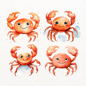 Cute Smiling Crab Clipart, Undersea Graphic, Sea Nursery, Underwater ...