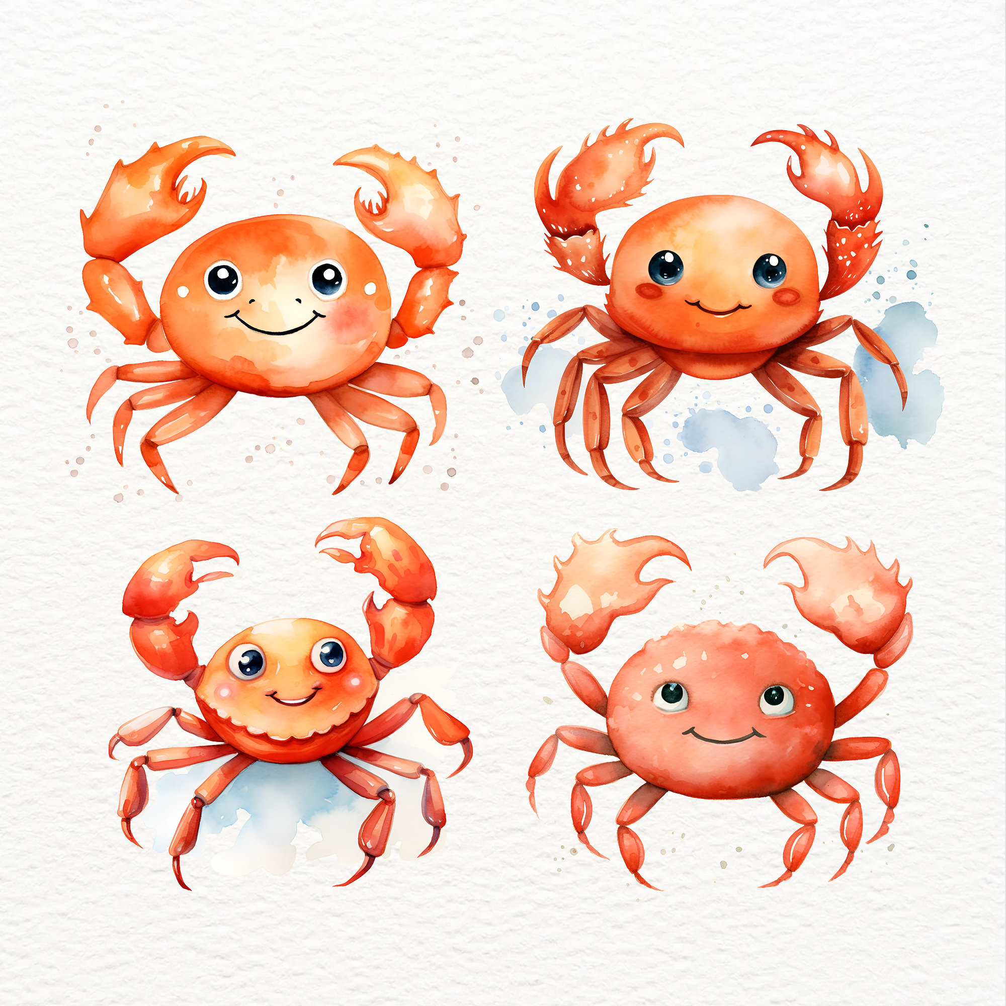 Cute Smiling Crab Clipart, Undersea Graphic, Sea Nursery, Underwater ...