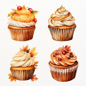 Autumn Cupcake Clipart, Wedding Card Cupcake, Dessert Clipart ...