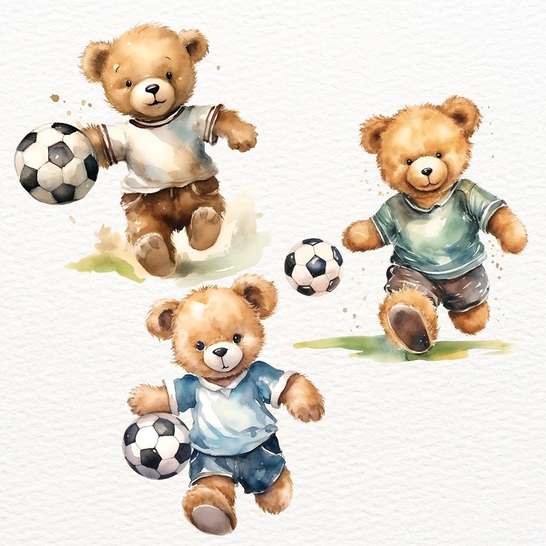 Teddy Bear Playing Soccer Football Clipart, Sports Clip Art, Teddy Bear ...