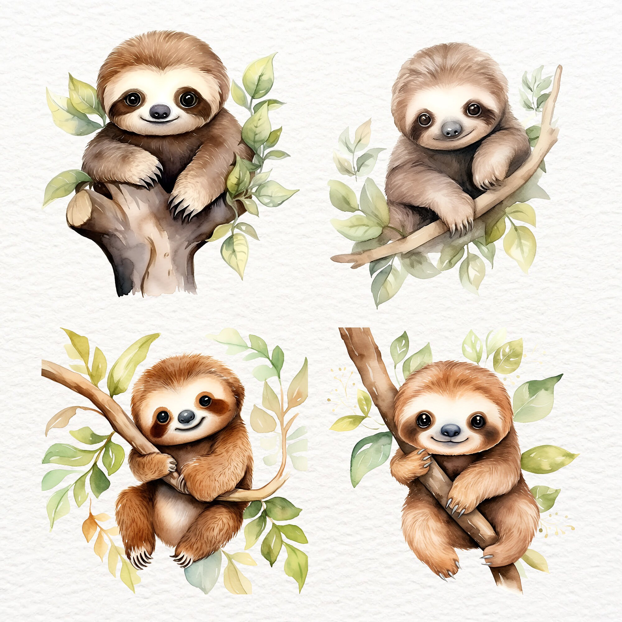 Cute Adorable Sloth Clipart, Jungle Animals, Baby Animals Clipart, Baby ...