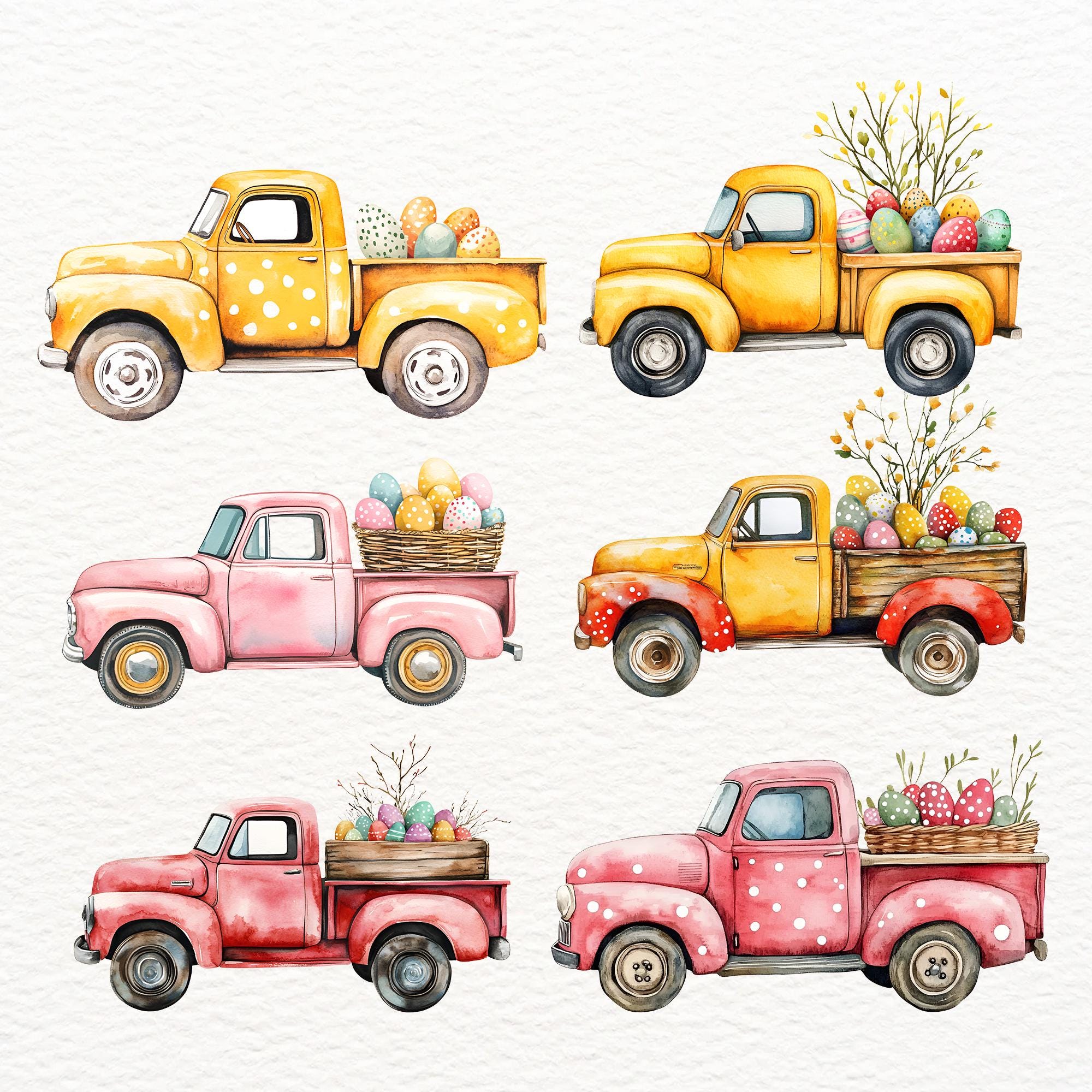 Easter Truck Clipart: Vintage Farm Truck PNG Images (commercial Use) - Etsy
