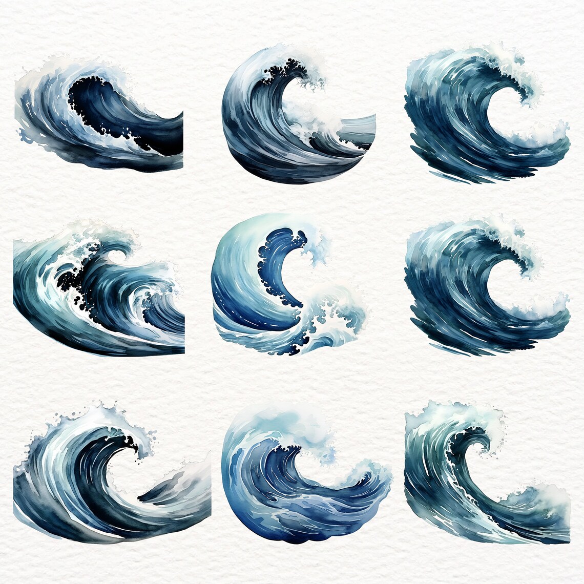 Ocean Wave Clipart, Watercolor Ocean, Nautical Clipart, Sea Waves ...