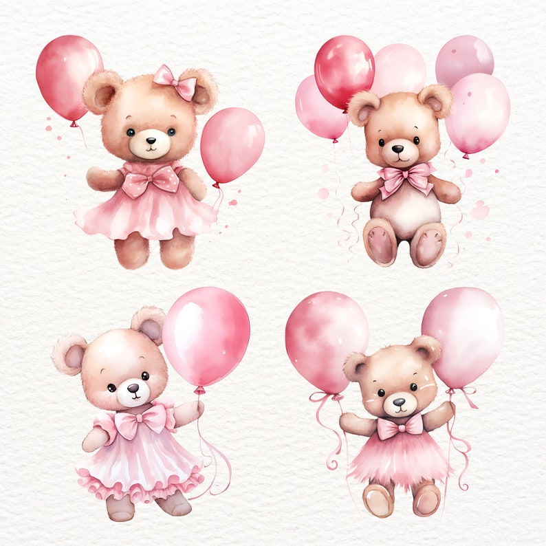 Cute Sweet Teddy Bear Girl Clipart, Celebration Clipart, Baby Shower ...