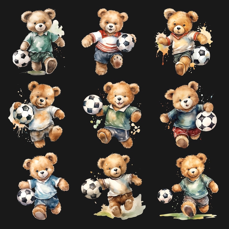 Teddy Bear Playing Soccer Football Clipart, Sports Clip Art, Teddy Bear ...