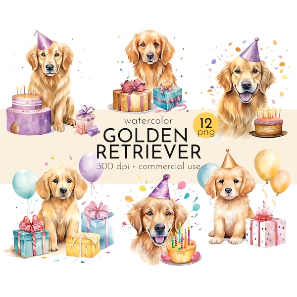 Golden Retriever Clip Art - Etsy