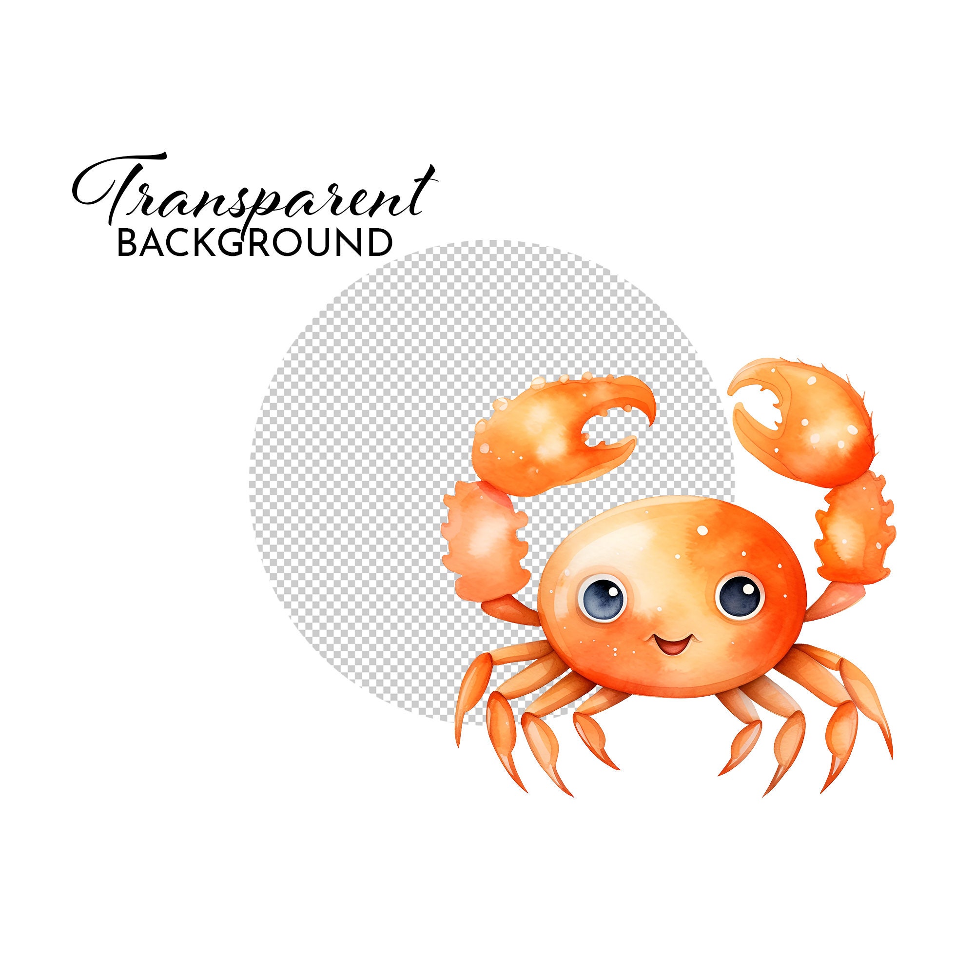 Cute Smiling Crab Clipart, Undersea Graphic, Sea Nursery, Underwater ...