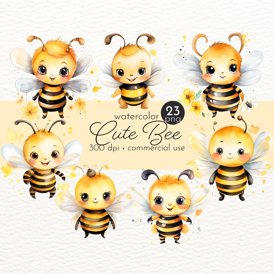 Cute Watercolor Bee Clipart, Bee Hive, Honeybee Clip Art, Baby Shower ...