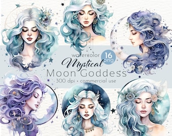 Spring Moon Goddess Digital Clipart, Commercial Use, Instant Download ...