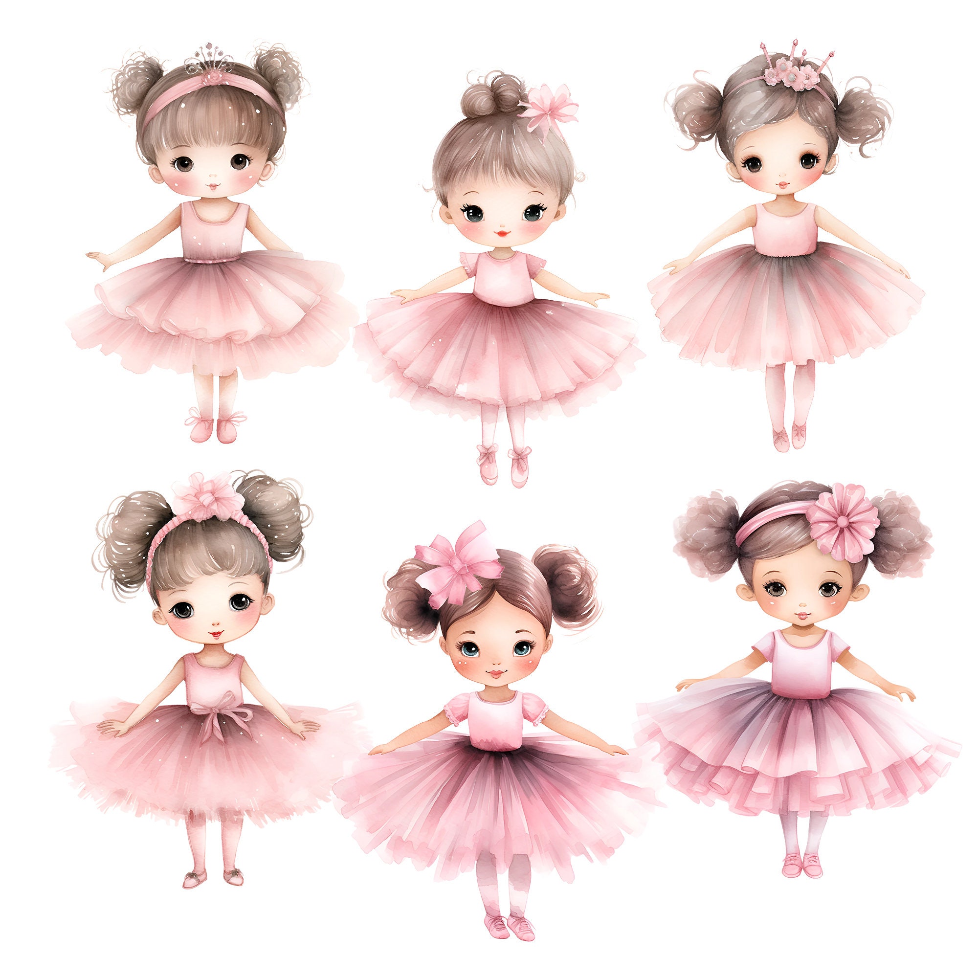 Cute Pink Ballerina Clipart, Pink Dress Clip Art, Cute Watercolor ...