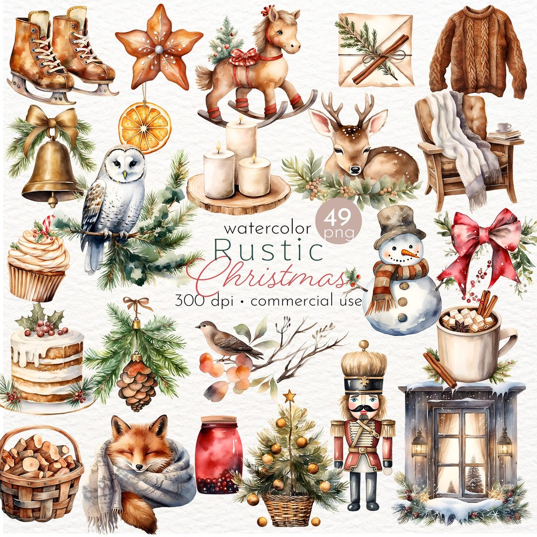Rustic Christmas Clipart, Christmas Images, Christmas Clipart, Holiday ...