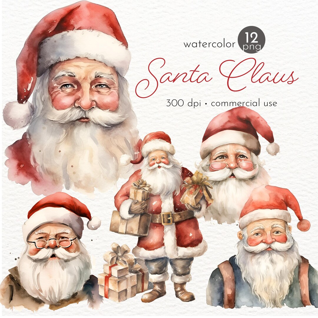 Vintage Santa Claus Clipart: Retro Christmas PNG Images (commercial Use ...