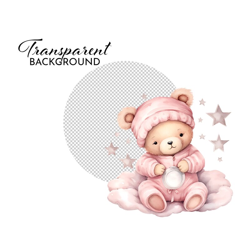 Light Pink Sleeping Teddy Bear Clipart, Sleeping Teddy Bears, Baby ...