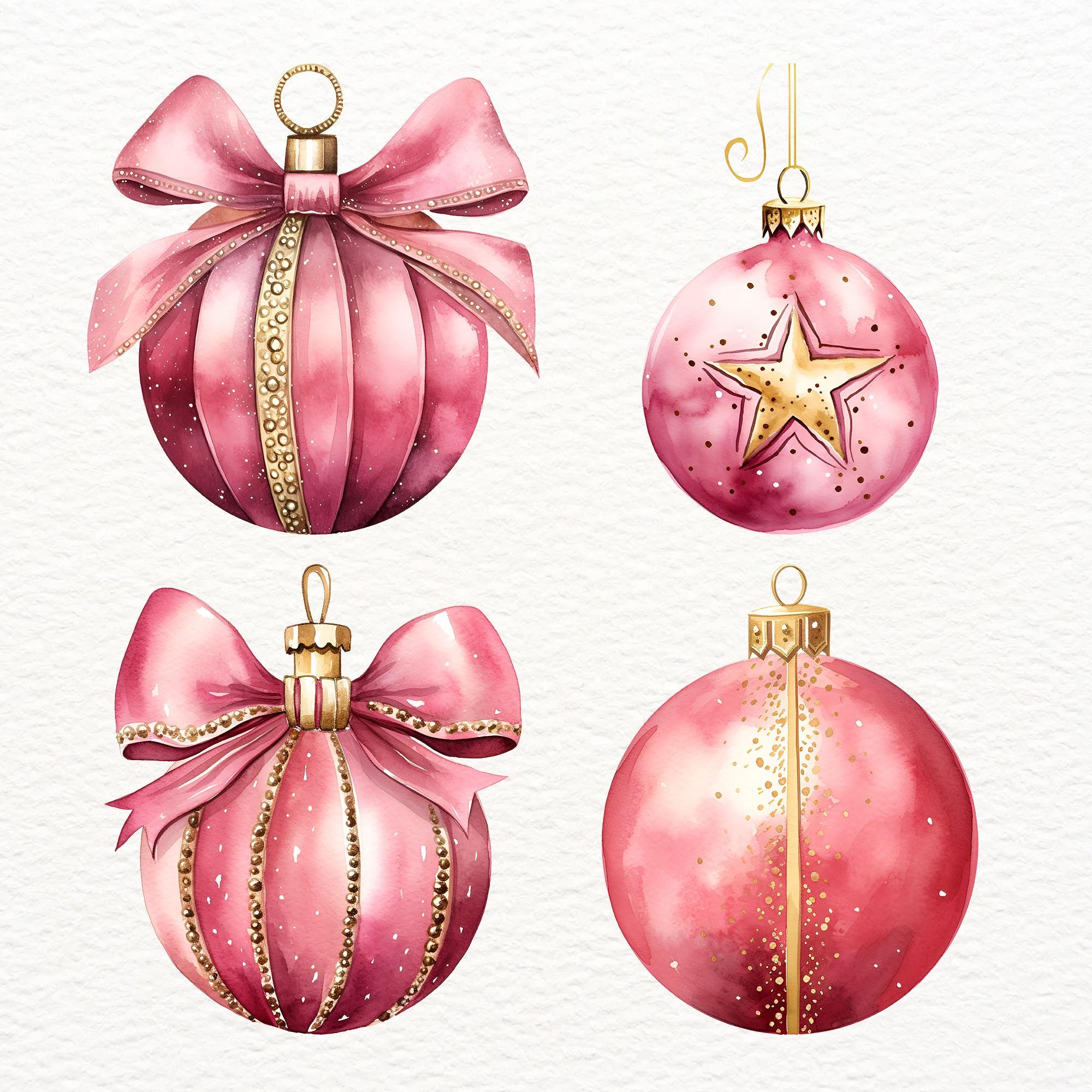 Pink Christmas Baubles Clipart: Ornament PNG Images (commercial Use) - Etsy