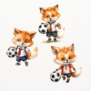 Fox Soccer Clipart: 19 Watercolor Football PNG Images (commercial Use ...