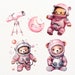 Pink Teddy Bear Astronaut Watercolor Clipart (PNG, Commercial Use) - Etsy